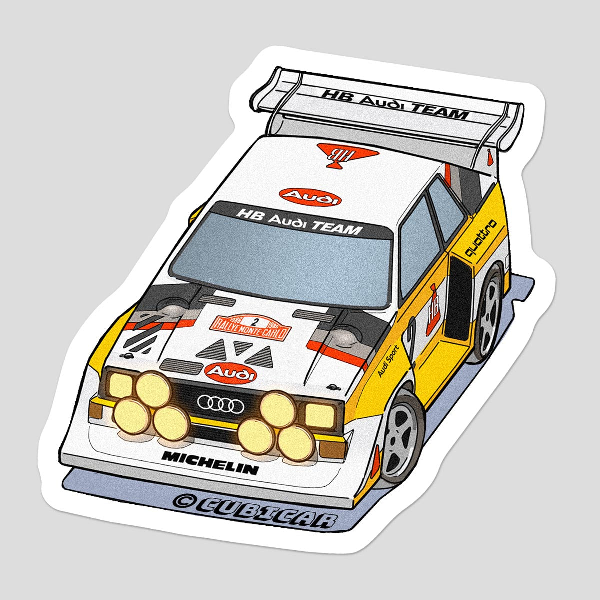 1986 AUDI QUATTRO S1 E2 RALLY STICKER – CUBICAR